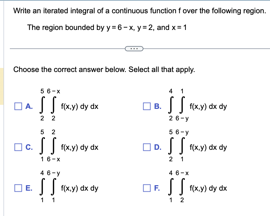 Solved Write an iterated integral of a continuous function f | Chegg.com
