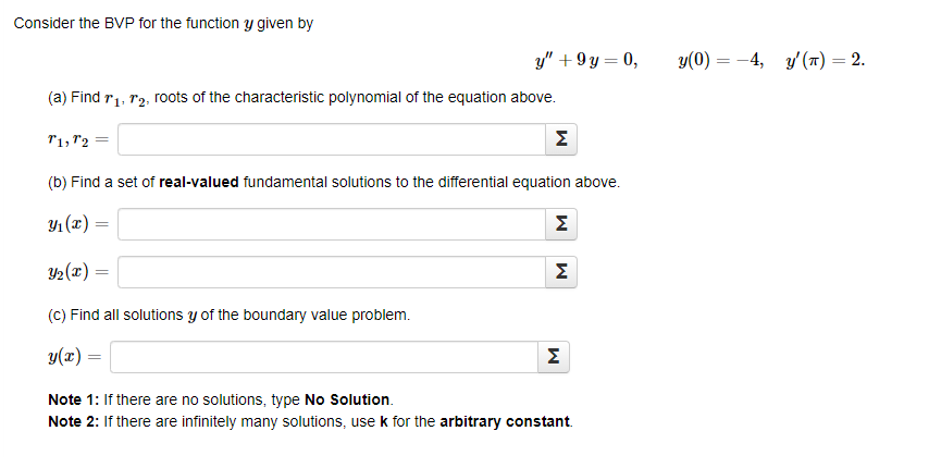 Solved Consider the BVP for the function y given by y" | Chegg.com