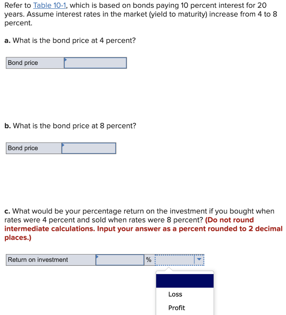 Solved Refer to Table 10-1, which is based on bonds paying | Chegg.com