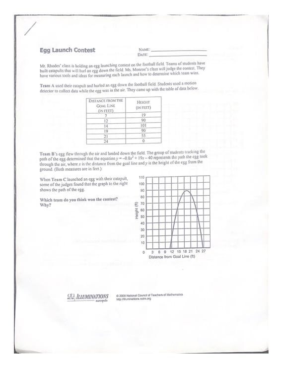 Solved Mr. Rhodes' class is holding an egg launching contest | Chegg.com