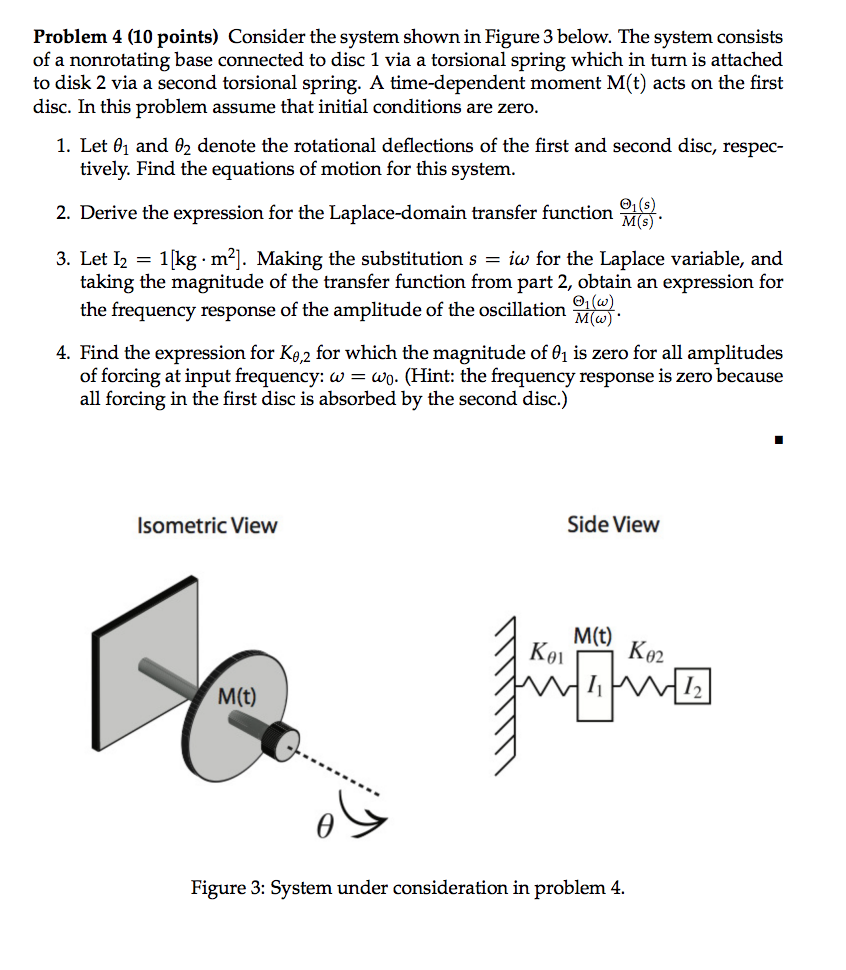Solved Problem 4 (10 points) Consider the system shown in | Chegg.com