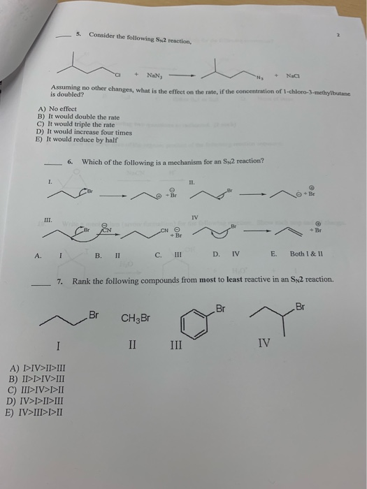 Solved S. Consider the following S2 reaction, NaN NaCi | Chegg.com