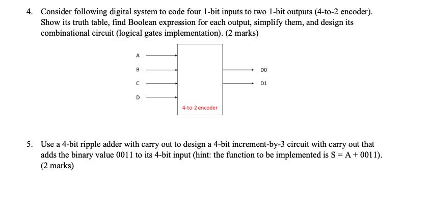 Solved 4. Consider following digital system to code four | Chegg.com