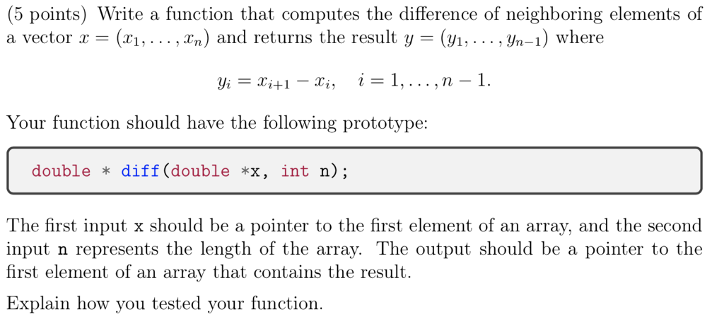 Solved 5 points) Write a function that computes the | Chegg.com