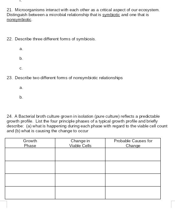 Solved 21. Microorganisms interact with each other as a | Chegg.com