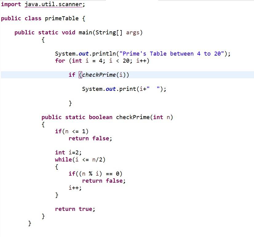 Solved I have the code below that outputs every prime number | Chegg.com