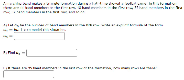 Solved A marching band makes a triangle formation during a | Chegg.com