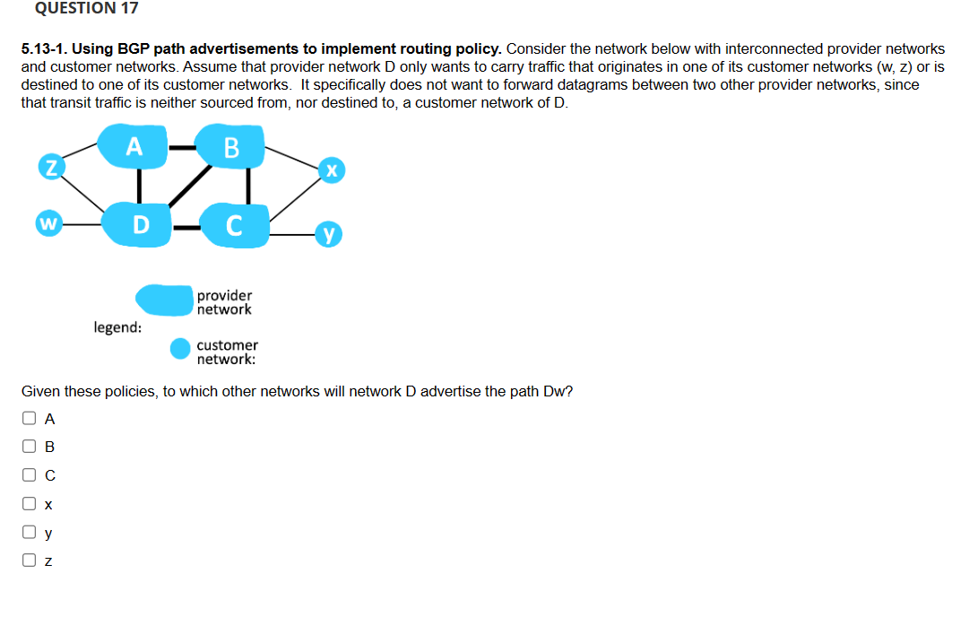 Solved 5.13-1. Using BGP path advertisements to implement | Chegg.com
