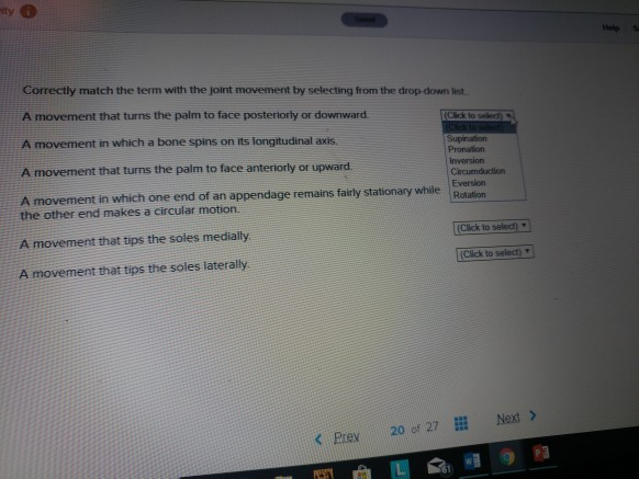 Solved Correctly match the term with the joint movement by | Chegg.com