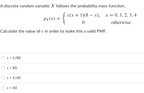 Solved A discrete random variable X follows the probability | Chegg.com