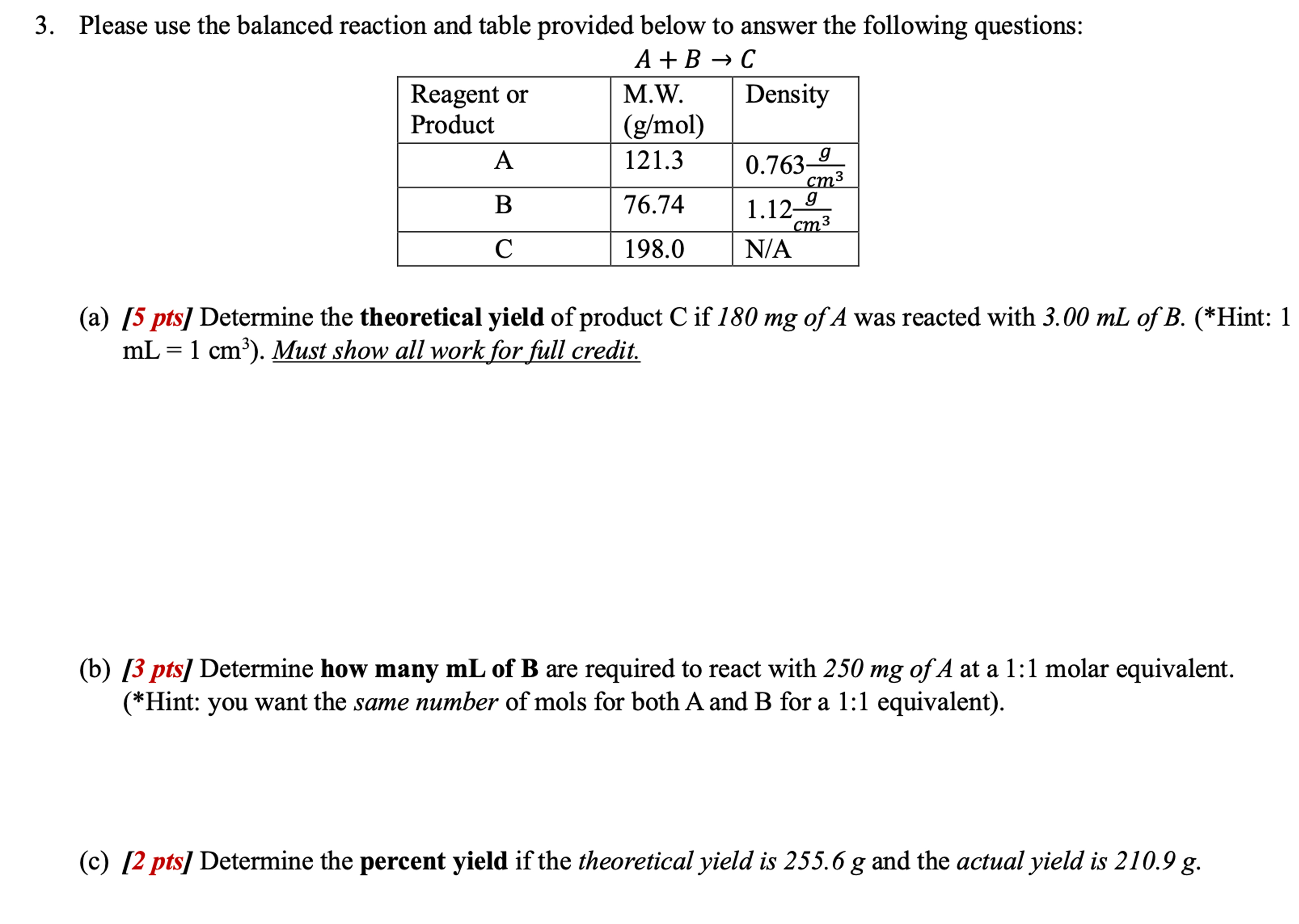 Solved Please use the balanced reaction and table provided | Chegg.com