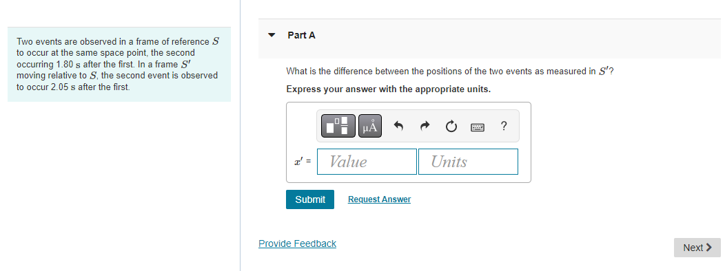 Solved Two events are observed in a frame of reference S | Chegg.com