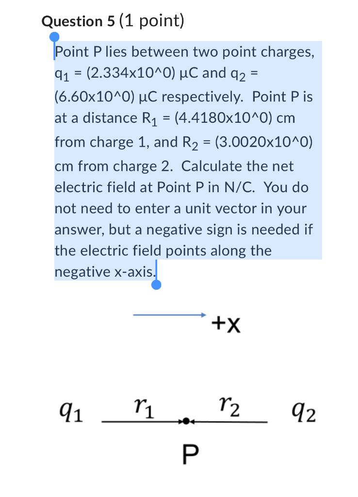 Solved Point P lies between two point charges, | Chegg.com