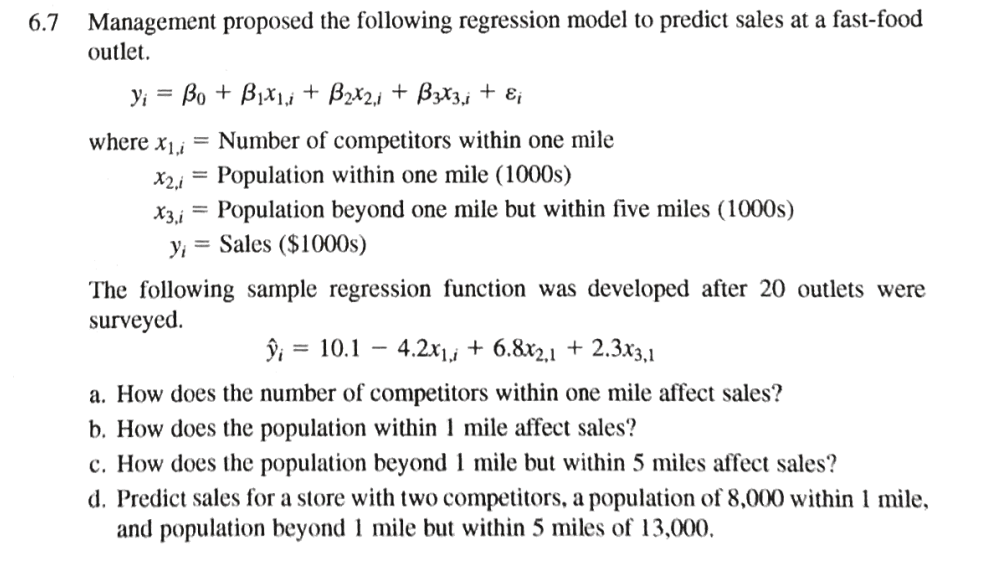 Solved Management Proposed The Following Regression Model To Chegg