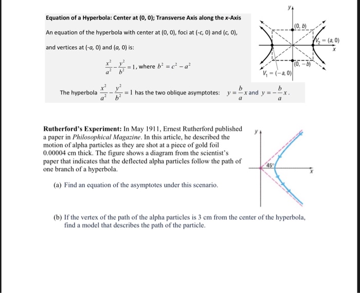 Solved Equation of a Hyperbola: Center at (0, 0); Transverse | Chegg.com