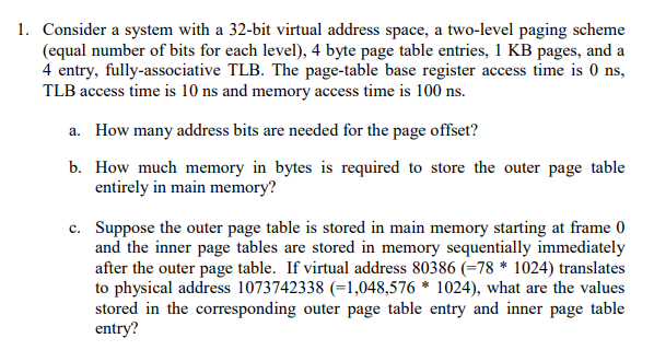 1. Consider a system with a 32-bit virtual address | Chegg.com