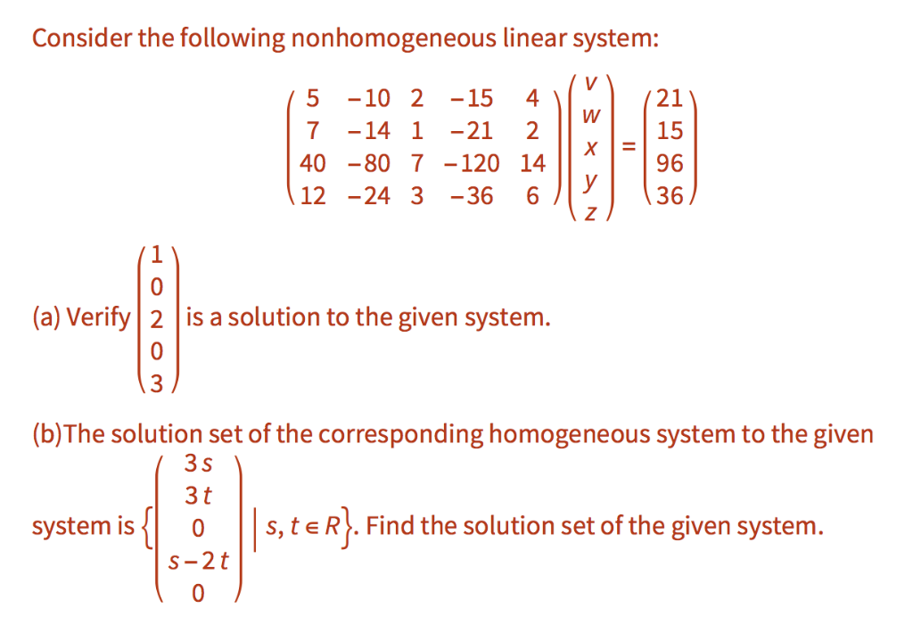Solved Consider the following nonhomogeneous linear system: | Chegg.com
