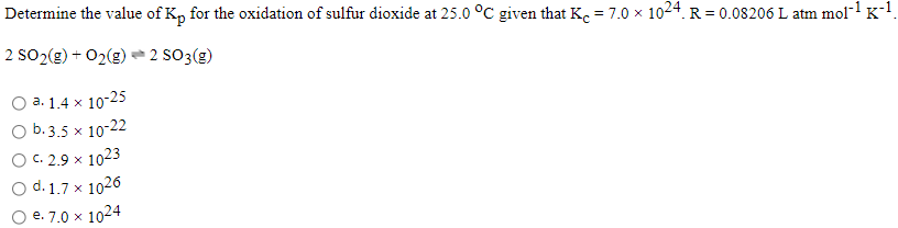 Solved Determine the value of Kp for the oxidation of sulfur | Chegg.com