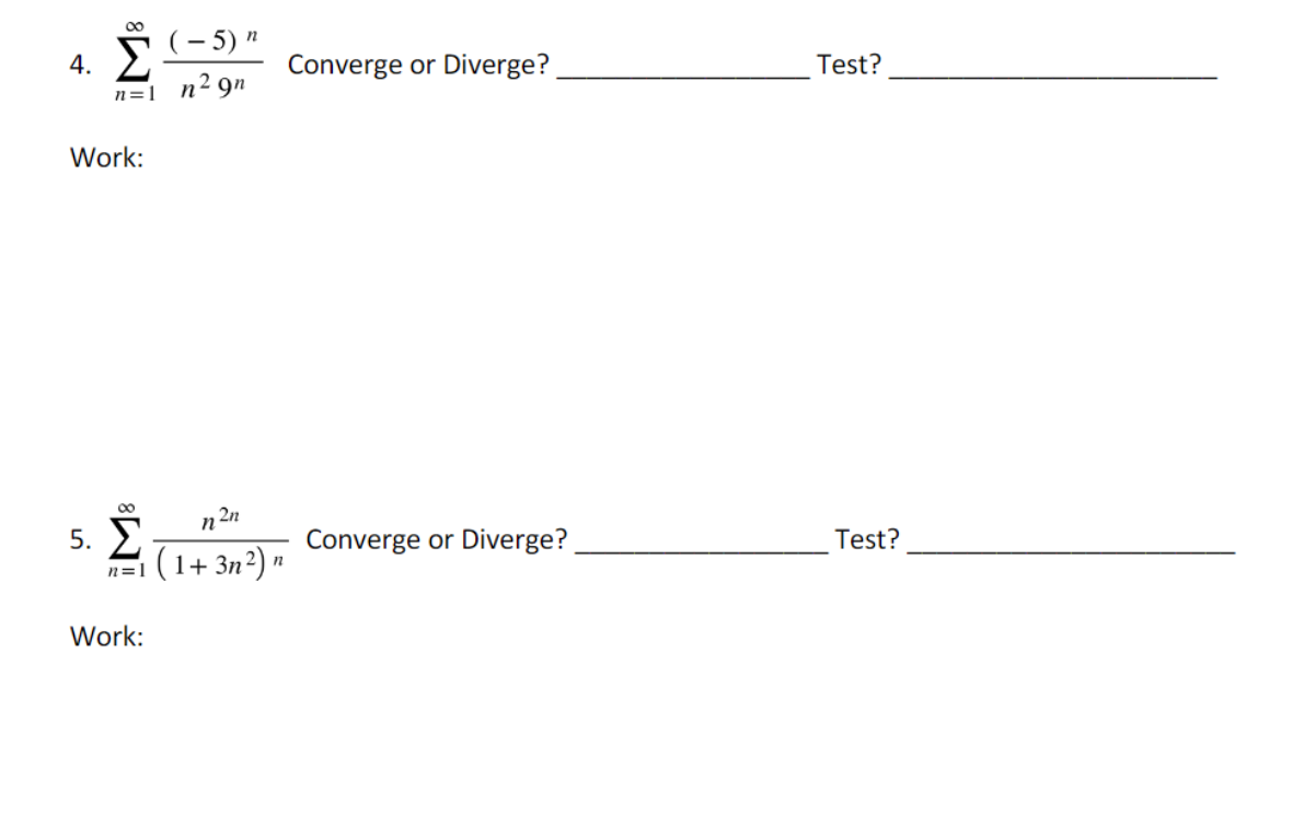 Solved 1. Test for Divergence 2. Geometric Series Test 6. | Chegg.com