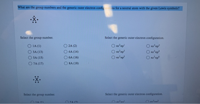 Solved What are the group numbers and the generic outer | Chegg.com