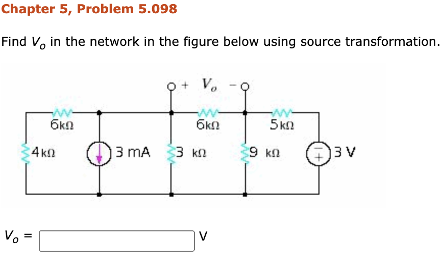 Solved Chapter 5, Problem 5.098 Find Vo in the network in | Chegg.com
