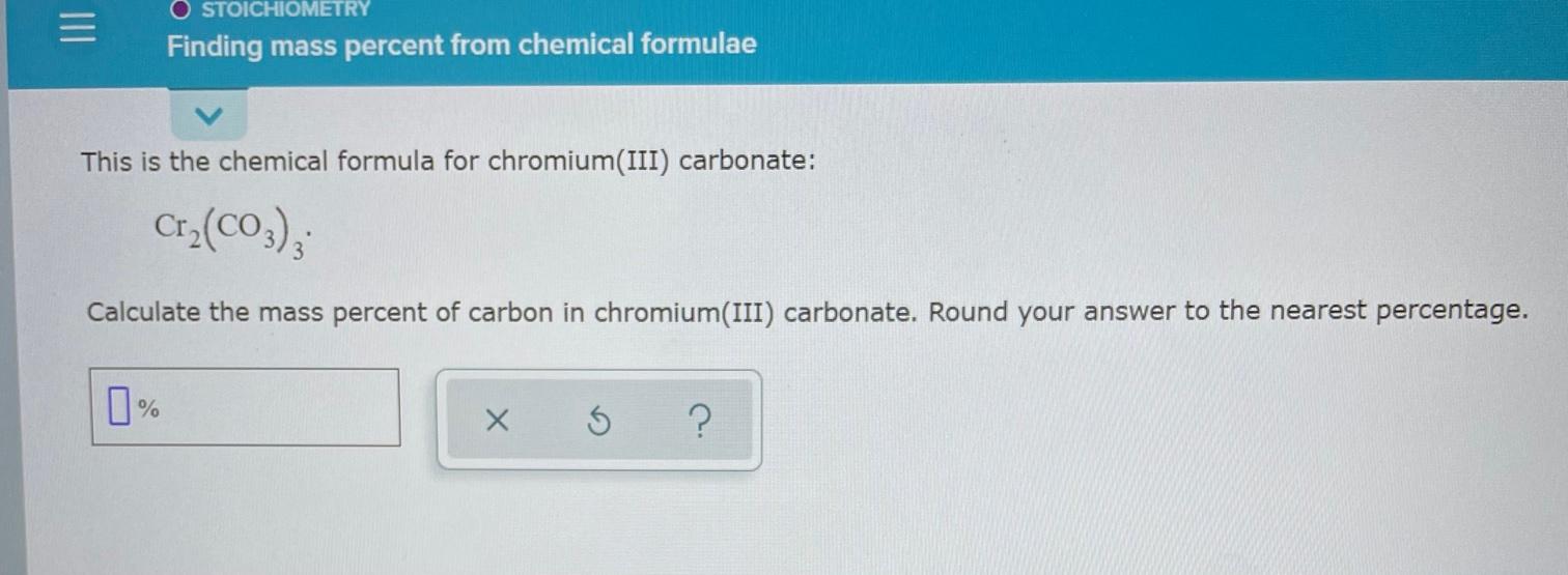 Solved E O STOICHIOMETRY Finding mass percent from chemical | Chegg.com