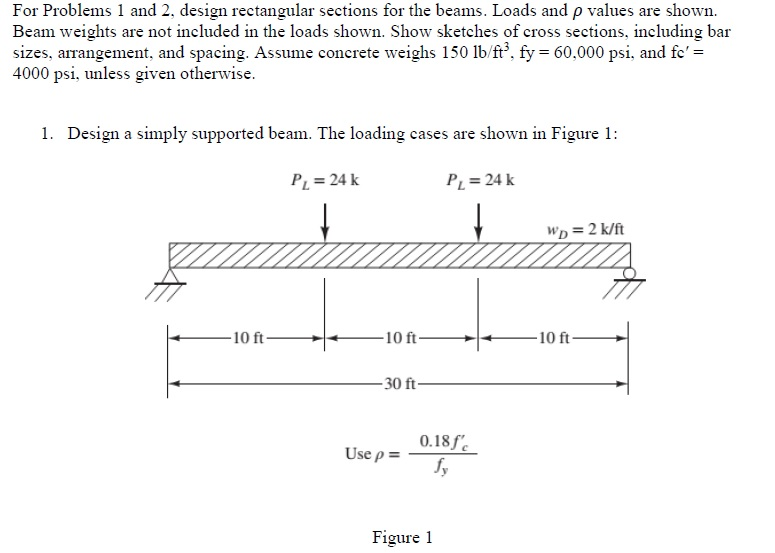 Solved For Problems 1 and 2. design rectangular sections for | Chegg.com