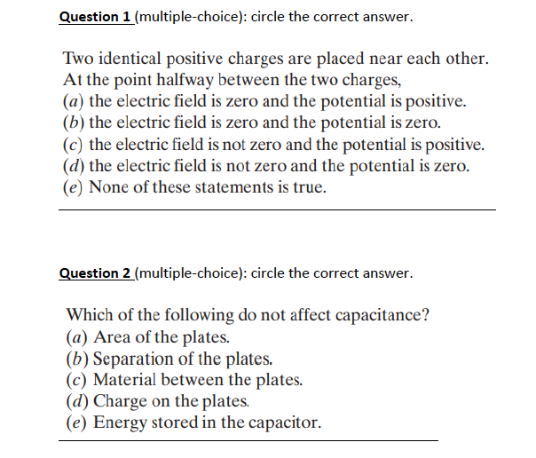 Solved Question 1 (multiple-choice): circle the correct | Chegg.com