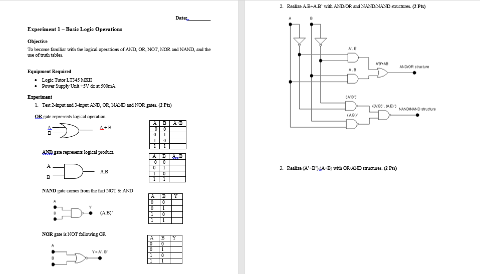 2. Realize A.B+AB' with AND OR and NAND NAND | Chegg.com