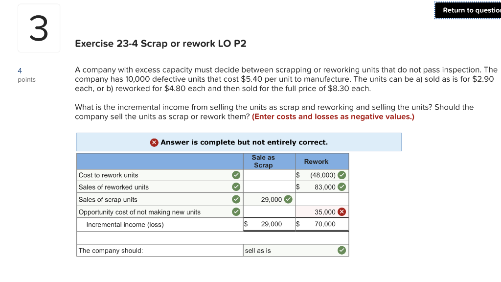 Solved Return to question m. Exercise 23-4 Scrap or rework | Chegg.com
