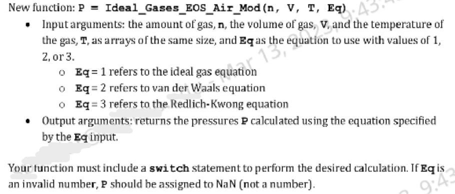 Solved - Input arguments: the amount of gas, n, the volume | Chegg.com