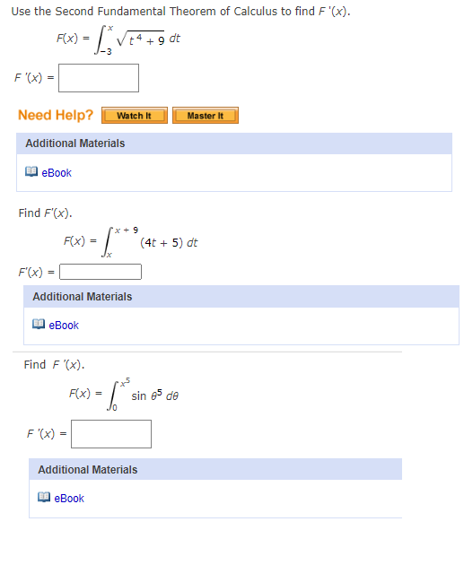 Solved Use the Second Fundamental Theorem of Calculus to | Chegg.com