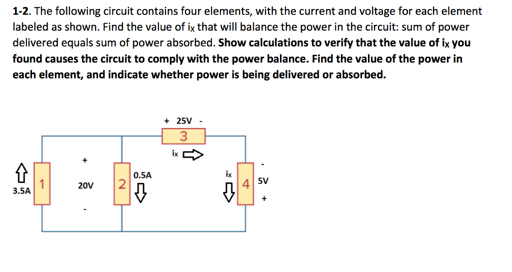 Solved 1-2. The following circuit contains four elements, | Chegg.com