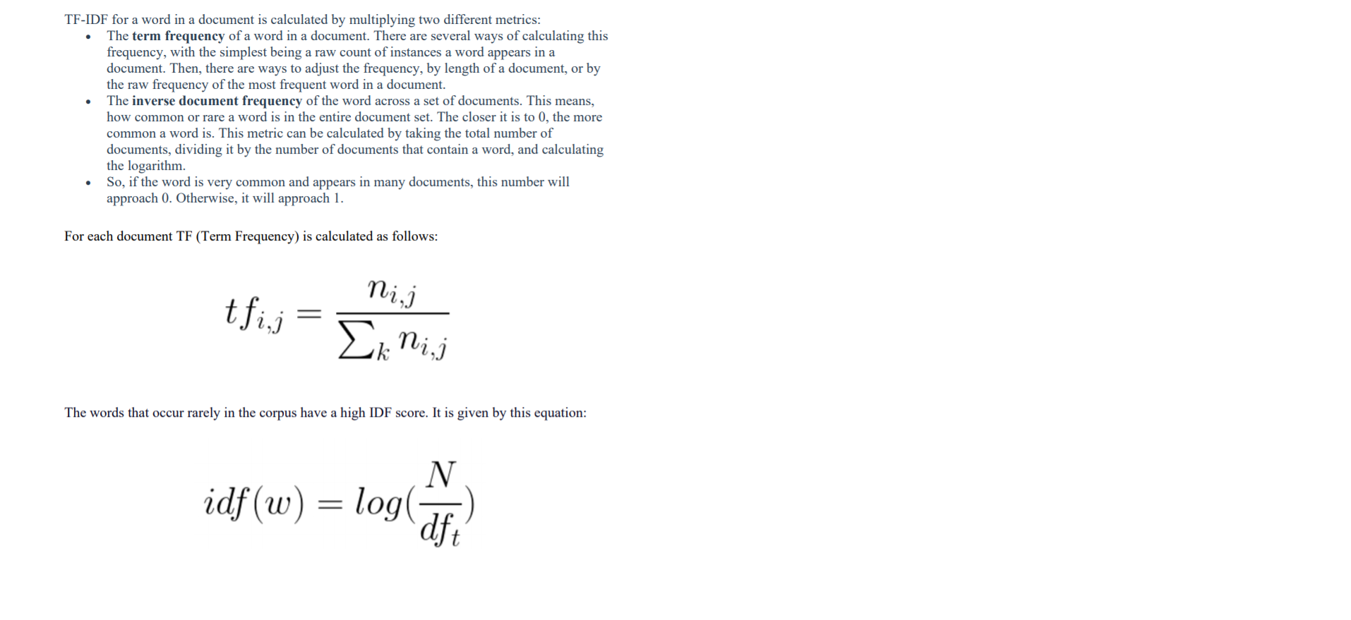Solved TF IDF For A Word In A Document Is Calculated By Chegg