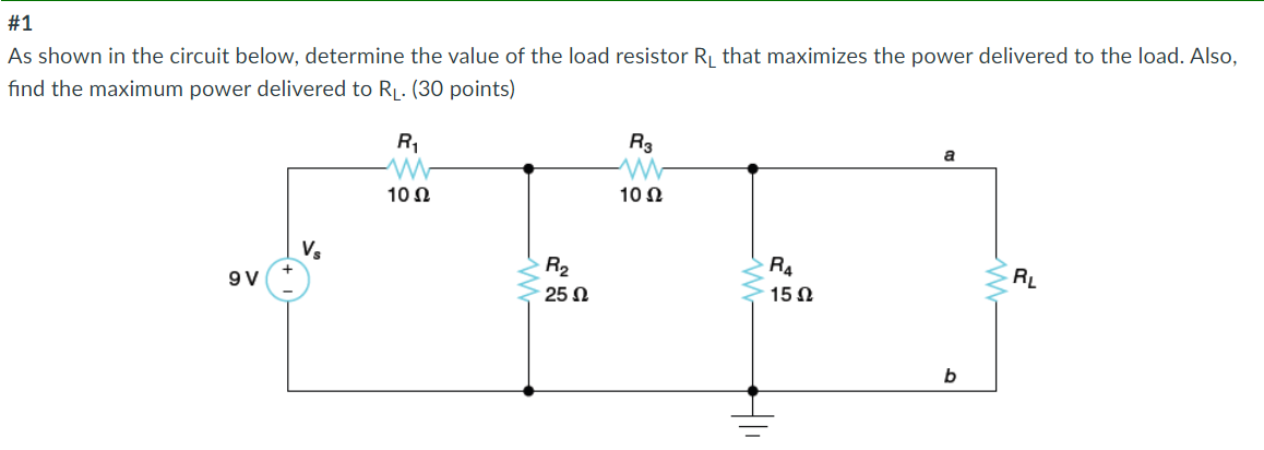 Solved #1 As shown in the circuit below, determine the value | Chegg.com