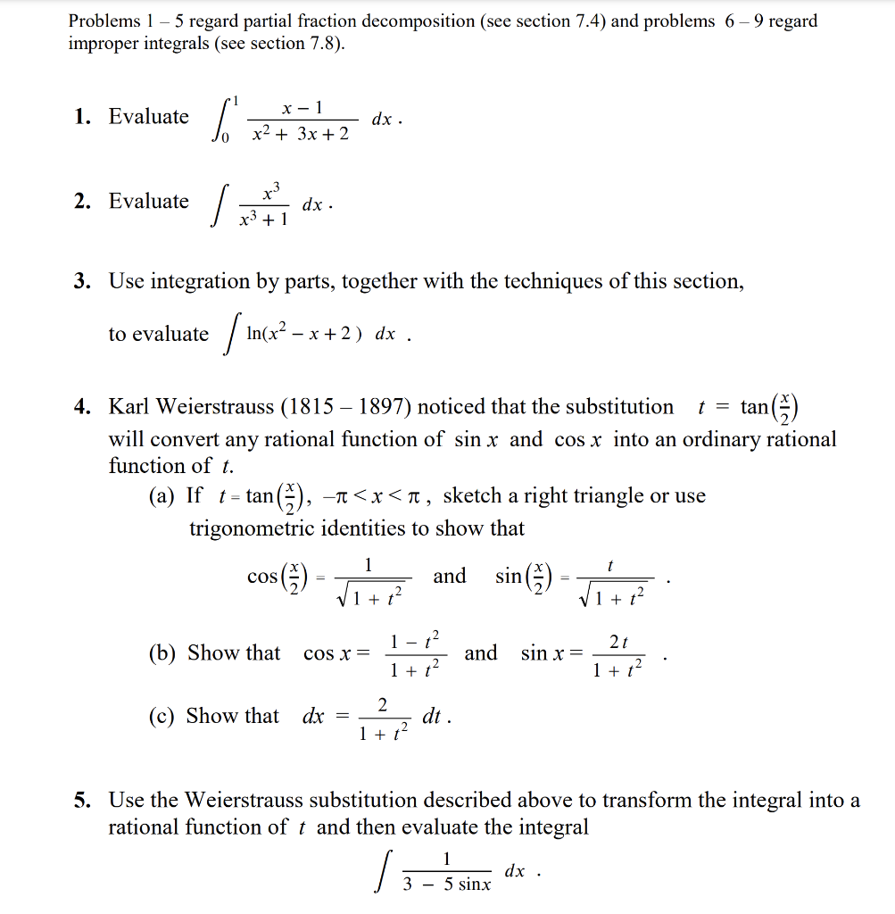 Solved Problems 1−5 regard partial fraction decomposition | Chegg.com