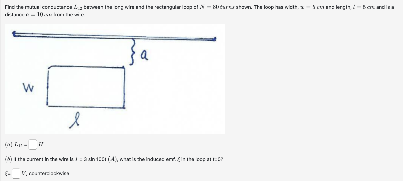 Solved Find the mutual conductance L12 between the long wire | Chegg.com