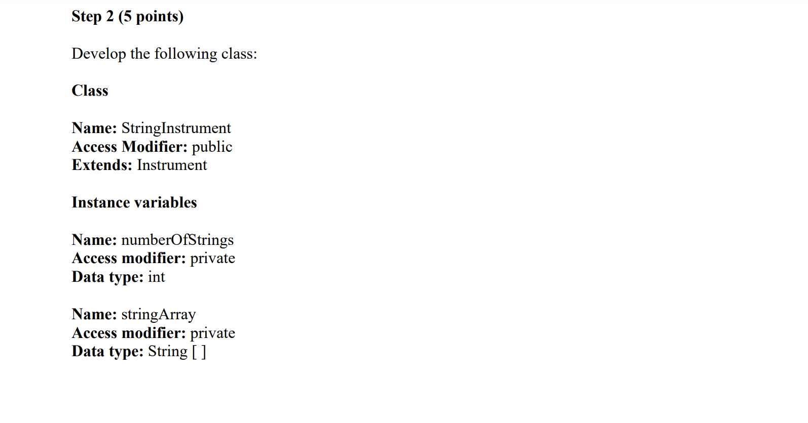 Solved Step 1 (5 points) Develop the following class: Class | Chegg.com