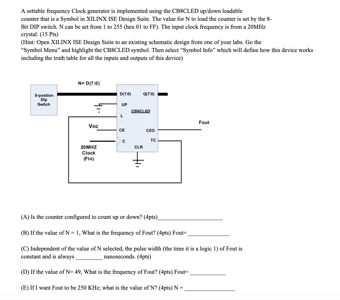 Solved A settable frequency Clock generator is implemented | Chegg.com