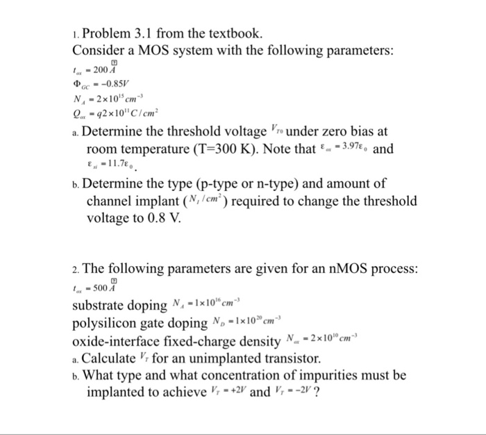 Solved . Problem 3.1 from the textbook Consider a MOS system | Chegg.com