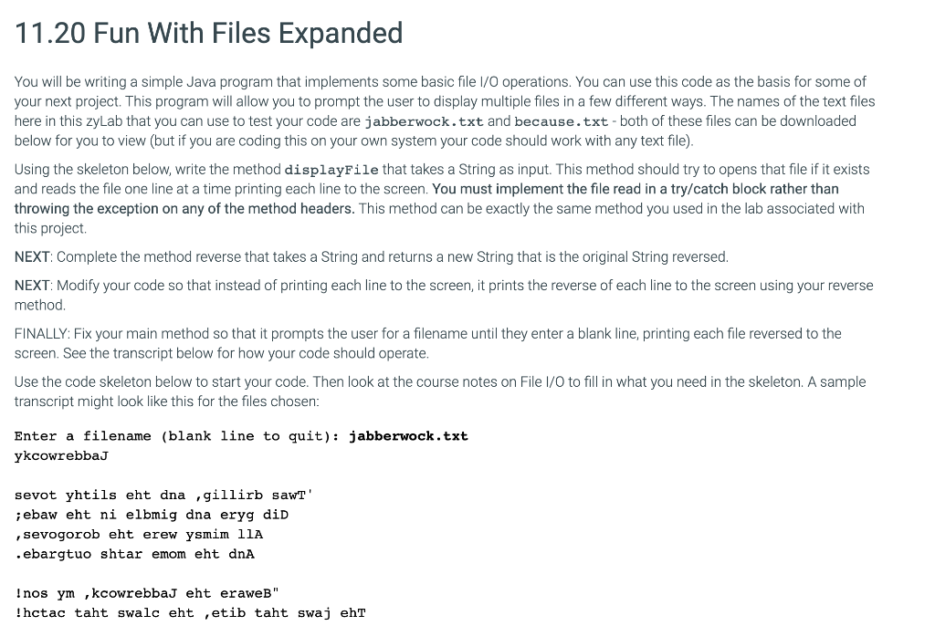 Solved 11.20 Fun With Files Expanded You will be writing a | Chegg.com