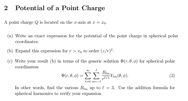 Solved point charge Q is located on the x-axis at x=x0. (a) | Chegg.com