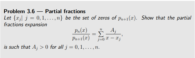Solved Problem 3.6 Partial fractions Let {2;| j = 0,1,...,n} | Chegg.com