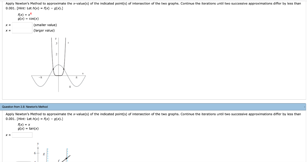 Solved Apply Newton's Method to approximate the x-value(s) | Chegg.com
