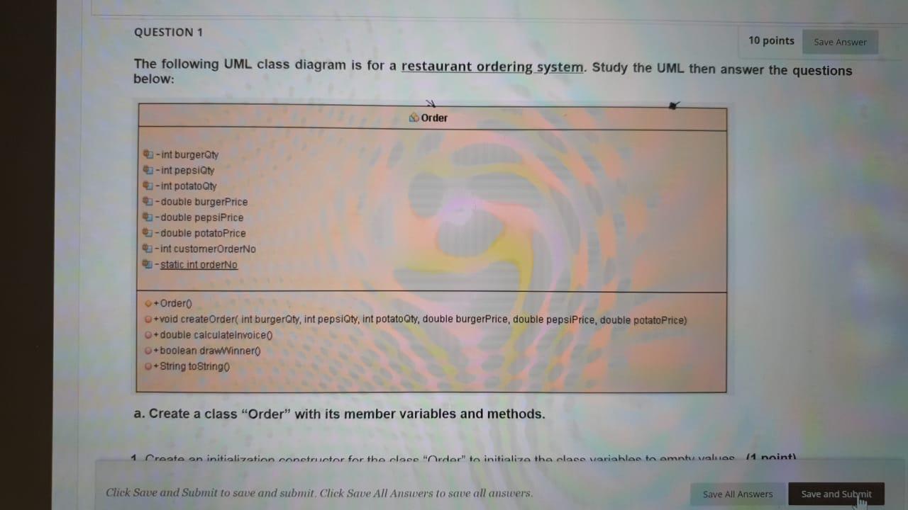 Solved QUESTION 1 10 points Save Answer The following UML | Chegg.com