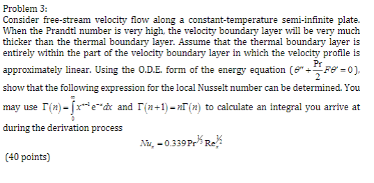Solved Problem 3: Consider free-stream velocity flow along a | Chegg.com
