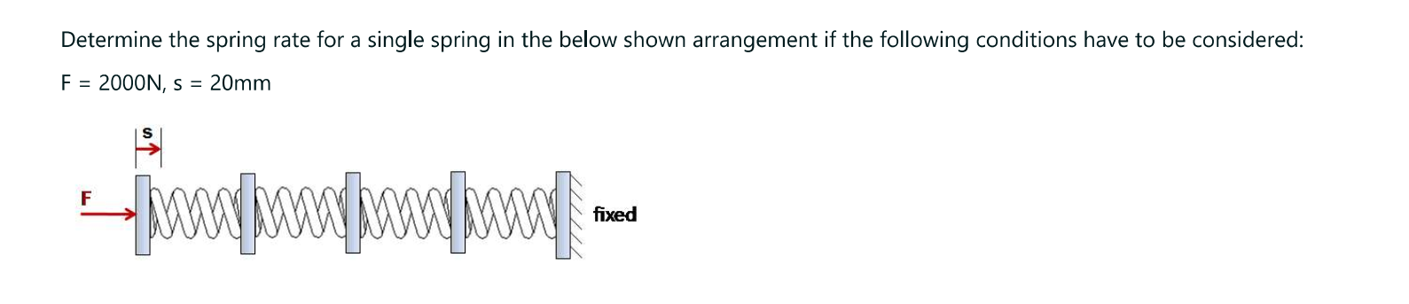 Solved Determine the spring rate for a single spring in the | Chegg.com