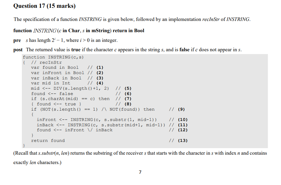 Solved Question 17 (15 marks) The specification of a | Chegg.com
