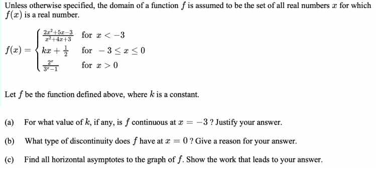 Solved Unless otherwise specified, the domain of a function | Chegg.com