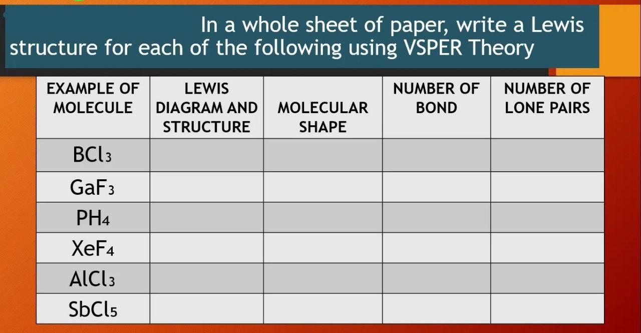 Solved In a whole sheet of paper, write a Lewis structure | Chegg.com